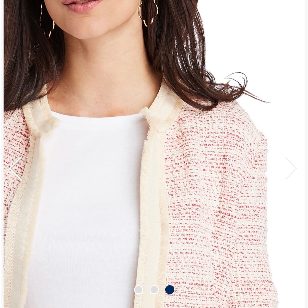 Vineyard Vines Tweed Textured Fringe Jacket Xxs - Gem